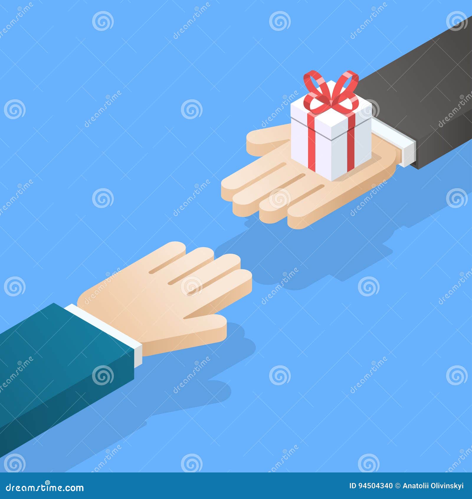 One Hand Giving Gift Box To Other. Stock Vector - Illustration of ...