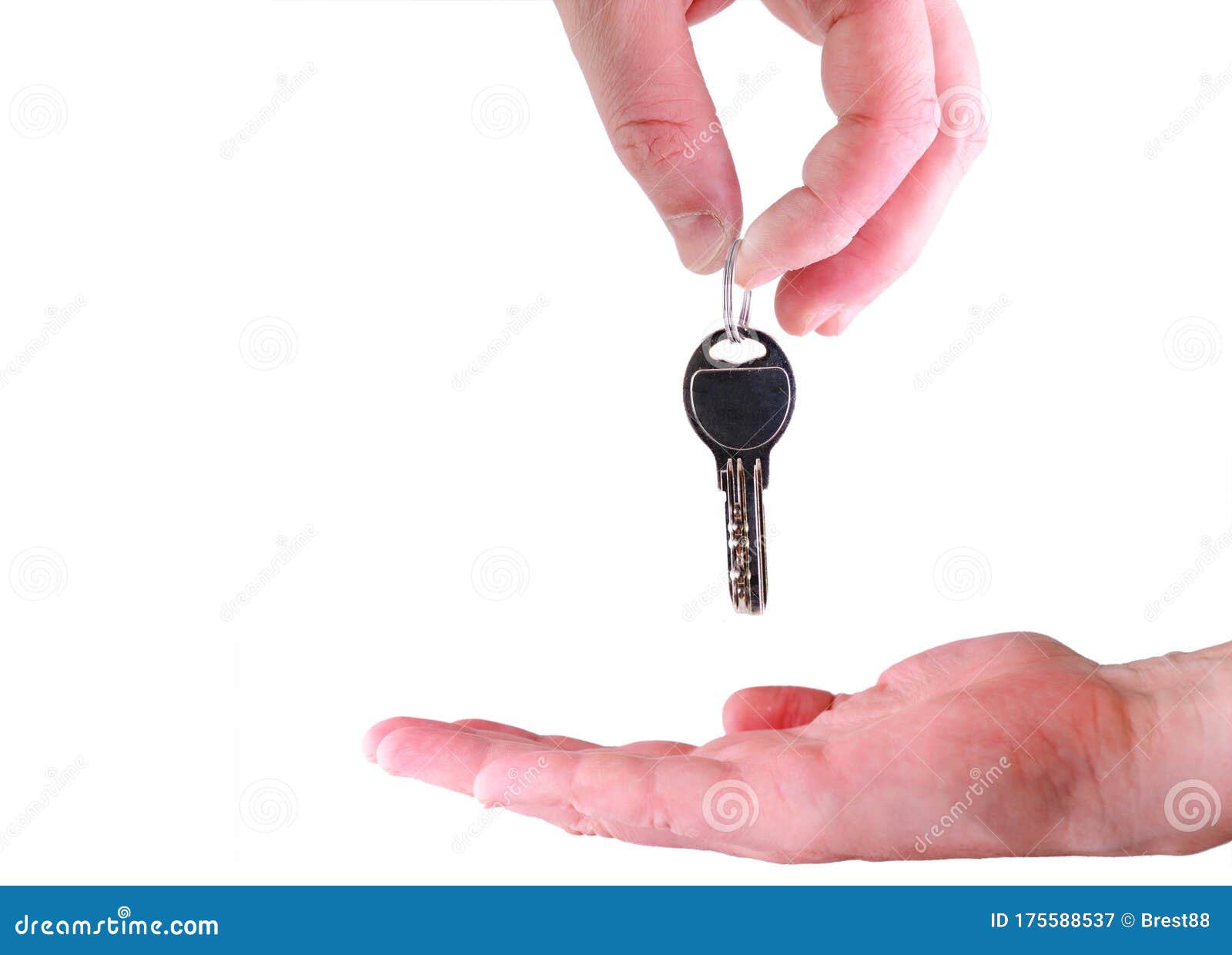 One Hand Giving Keys To Other Isolated on White Background Stock Image ...