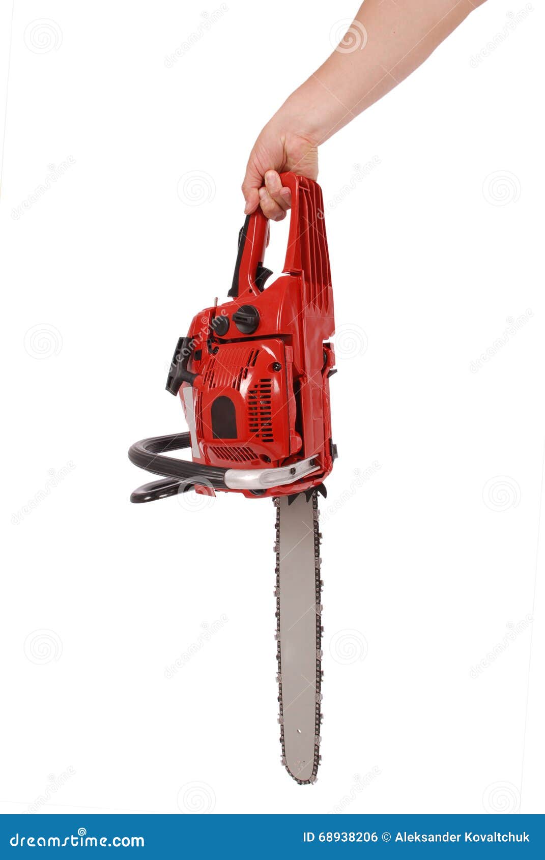 By One Hand Holding a Chainsaw Stock Photo - Image of machinery, chain ...
