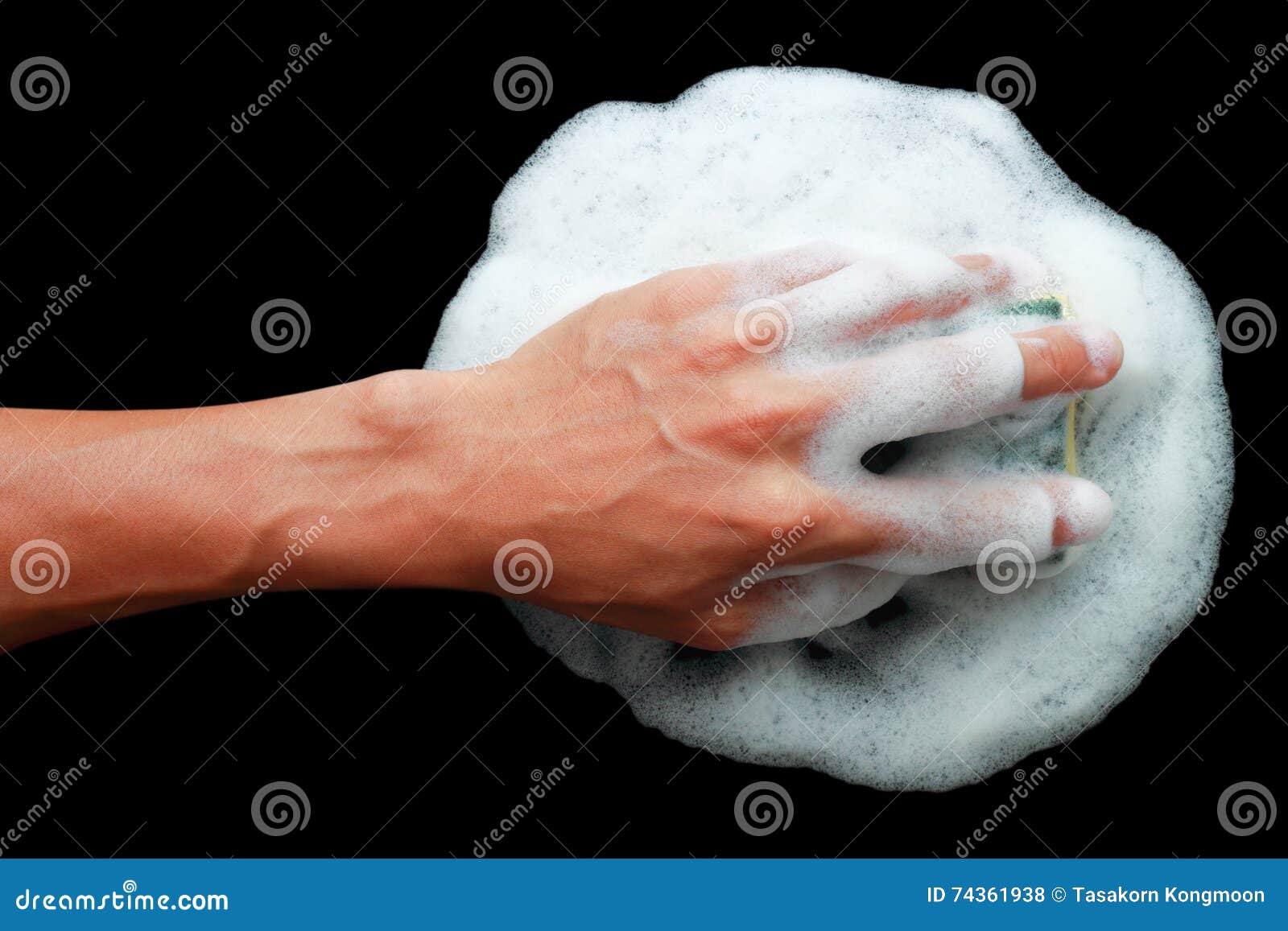 One Hand Holding Sponge with Foam for Cleaning Stock Photo - Image of ...