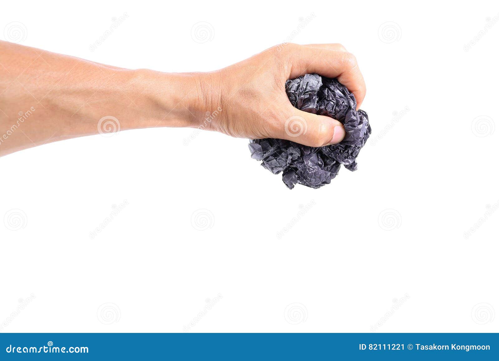 One Hand Holds Crumpled Paper Ball Isolated on White Stock Image ...