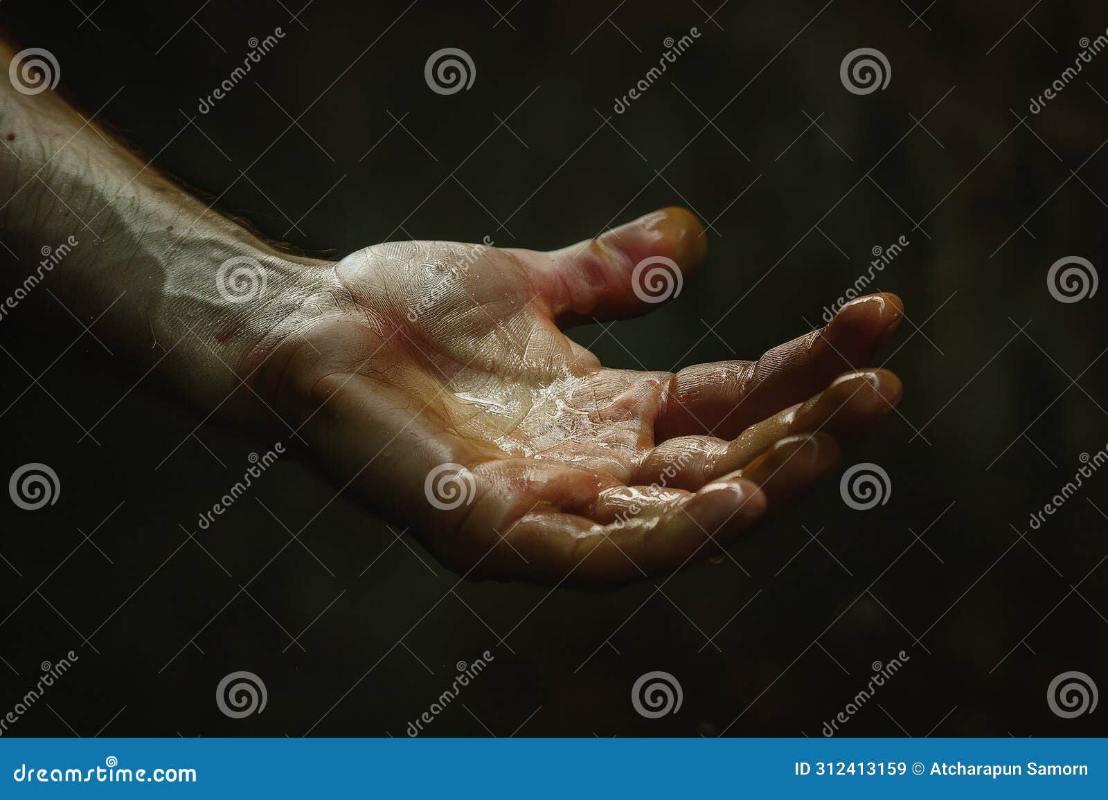 One Hand Open on Abstract Nature Background, Empty Open Hand, Content ...