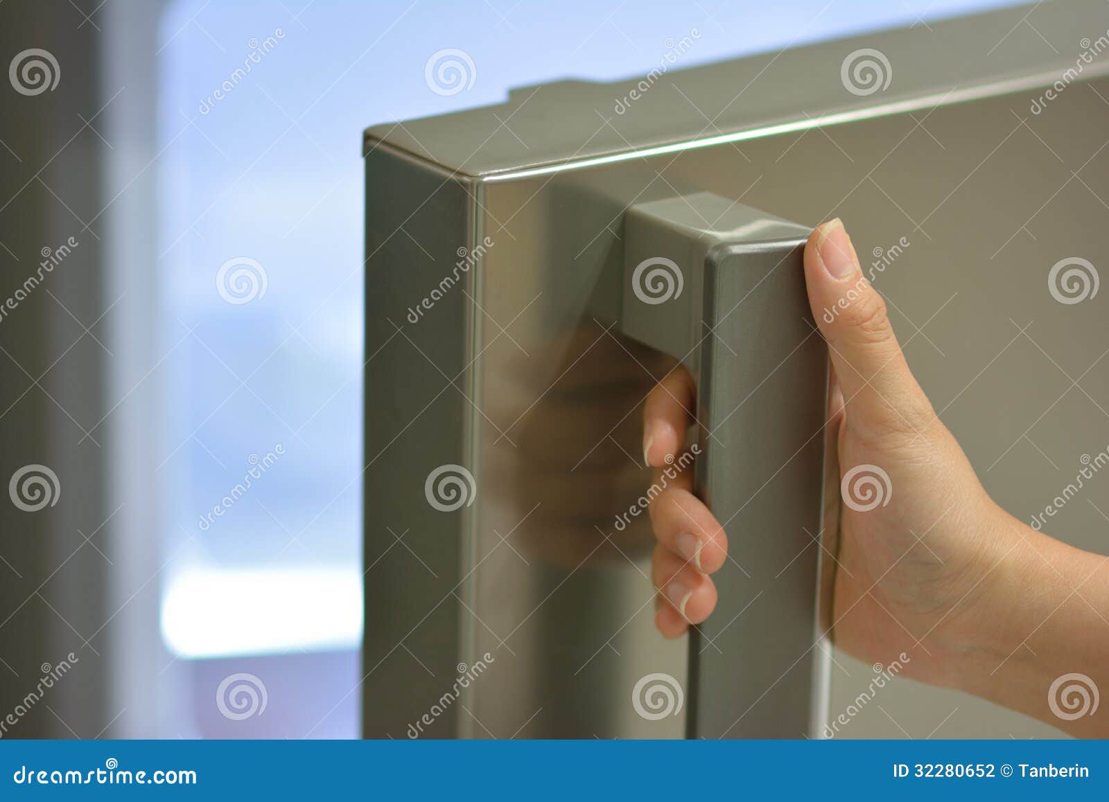 One Hand Opening Refrigerator Stock Photo - Image of food, drink: 32280652