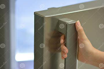 One Hand Opening Refrigerator Stock Photo - Image of food, drink: 32280652