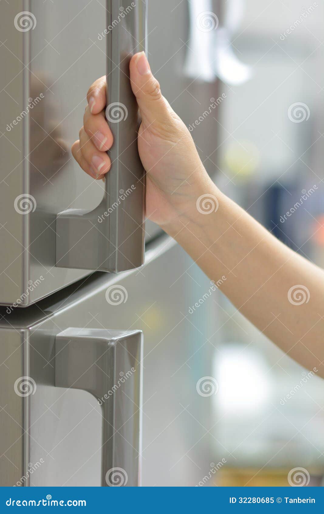 One Hand Opening Refrigerator Stock Image - Image of hygiene, house ...
