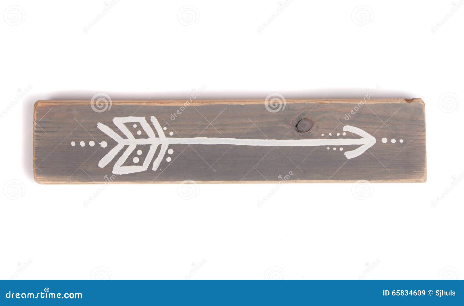 One Hand Painted Arrow on a Wooden Plank Stock Image - Image of home ...