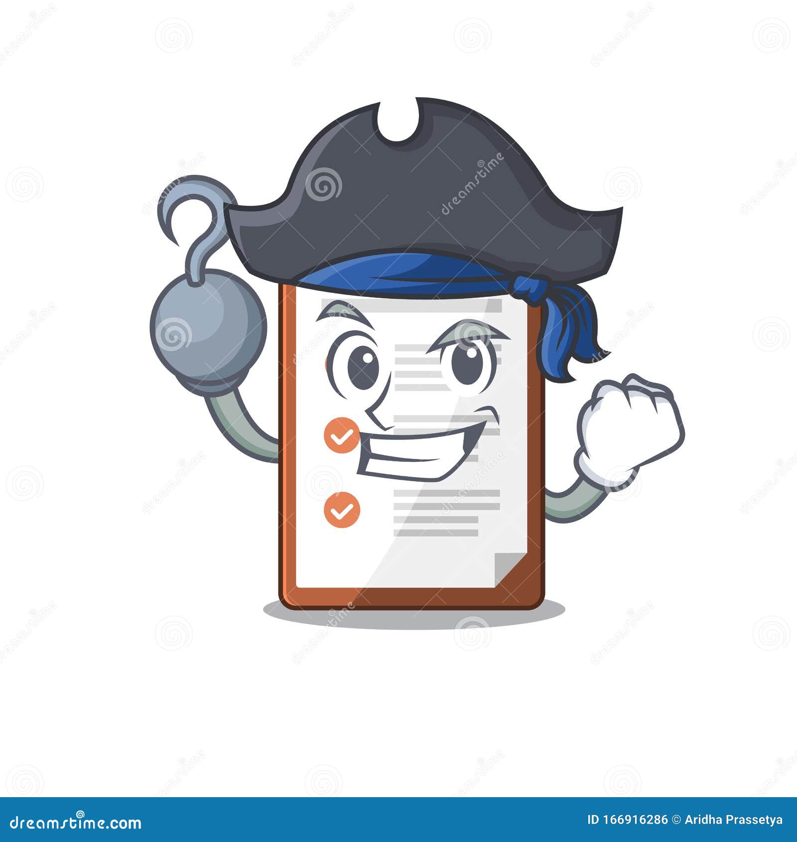 One Hand Pirate Clipboard Scroll Cartoon Style with Hat Stock Vector ...