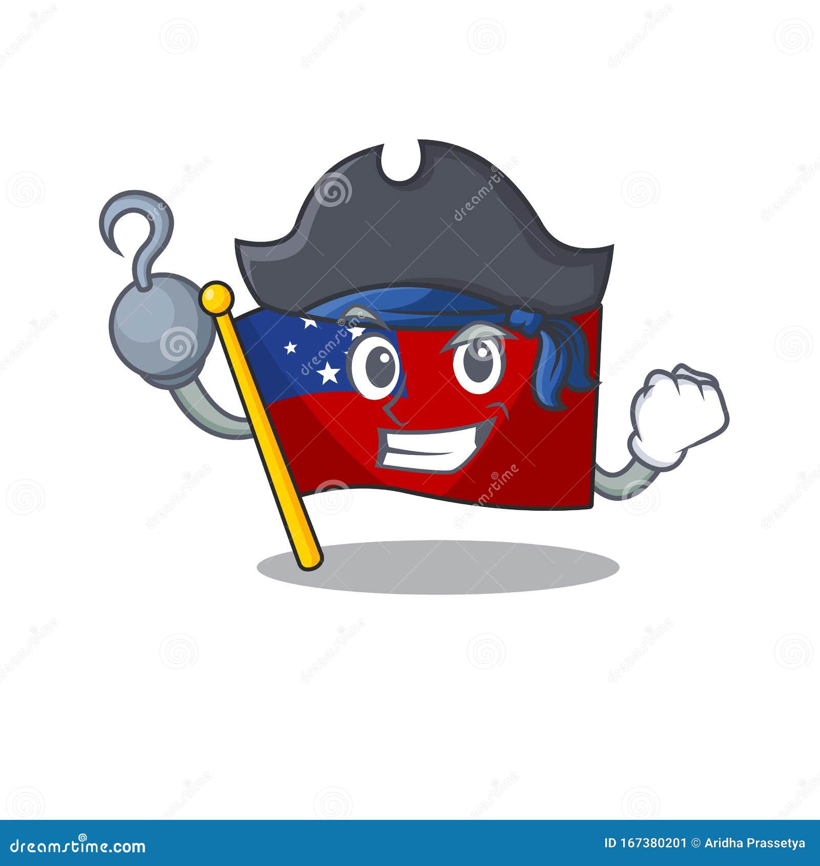 One Hand Pirate Flag Samoa Scroll Cartoon Style with Hat Stock Vector ...
