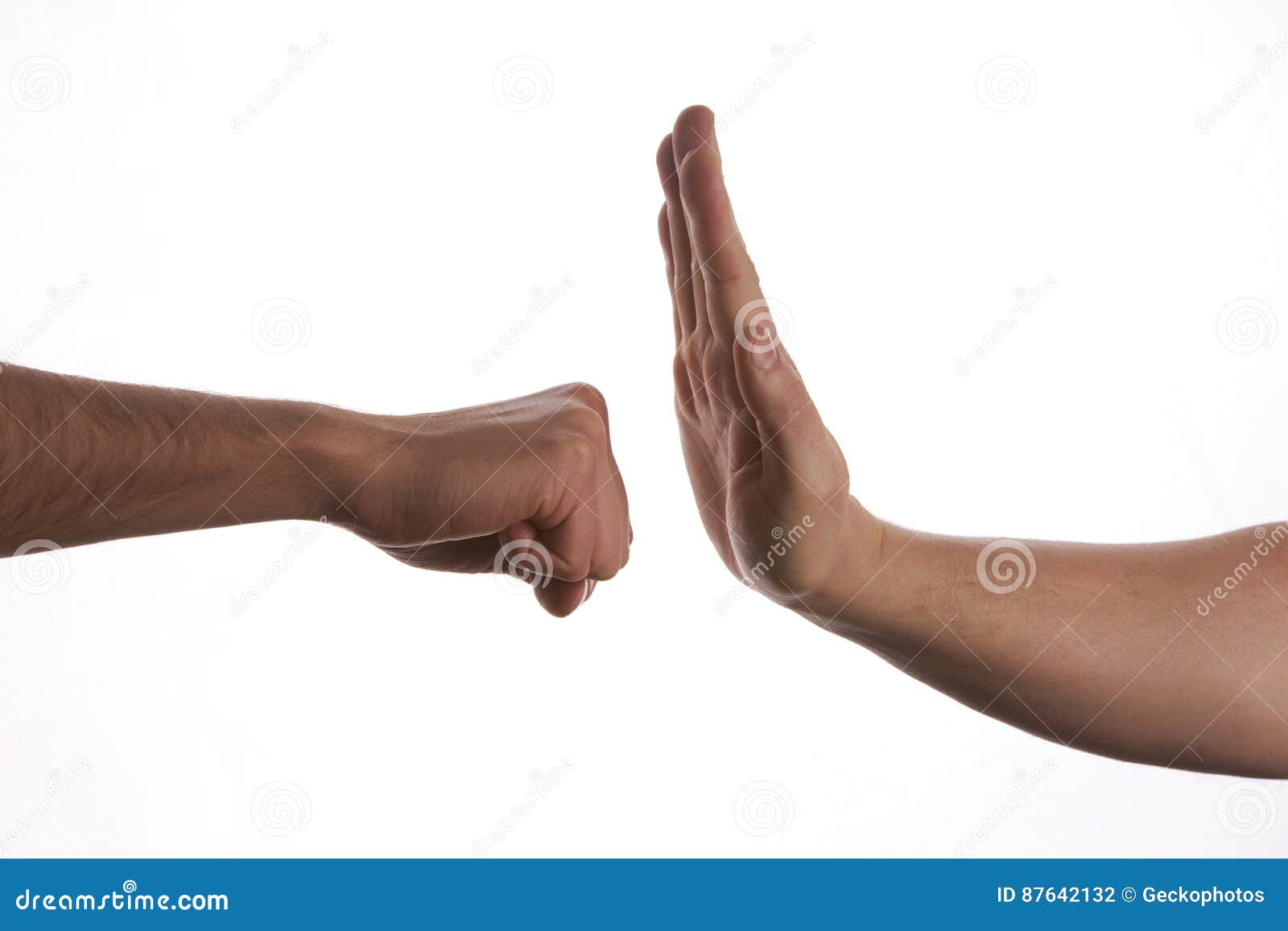 One Hand Preventing Punch Attack of Another Hand Stock Photo - Image of ...