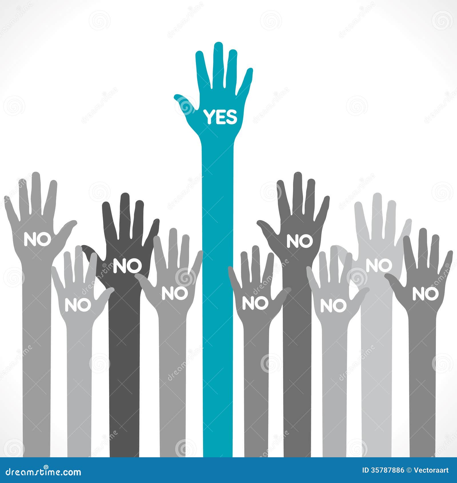 One hand say yes concept stock vector. Illustration of positive - 35787886