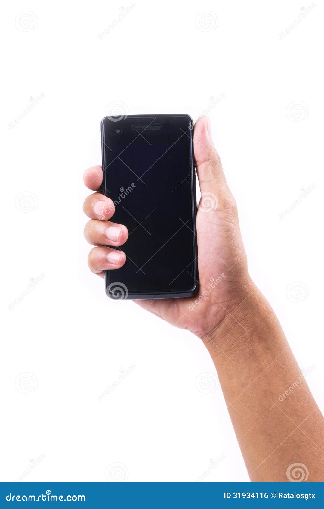 One Hand on smart phone stock photo. Image of display - 31934116