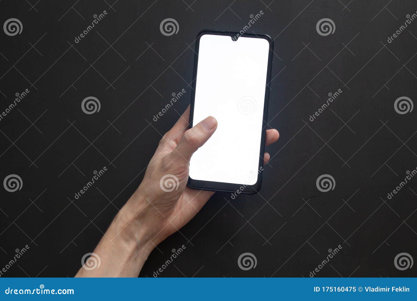 One-handed Tap of a Smartphone on a White Screen Stock Image - Image of ...