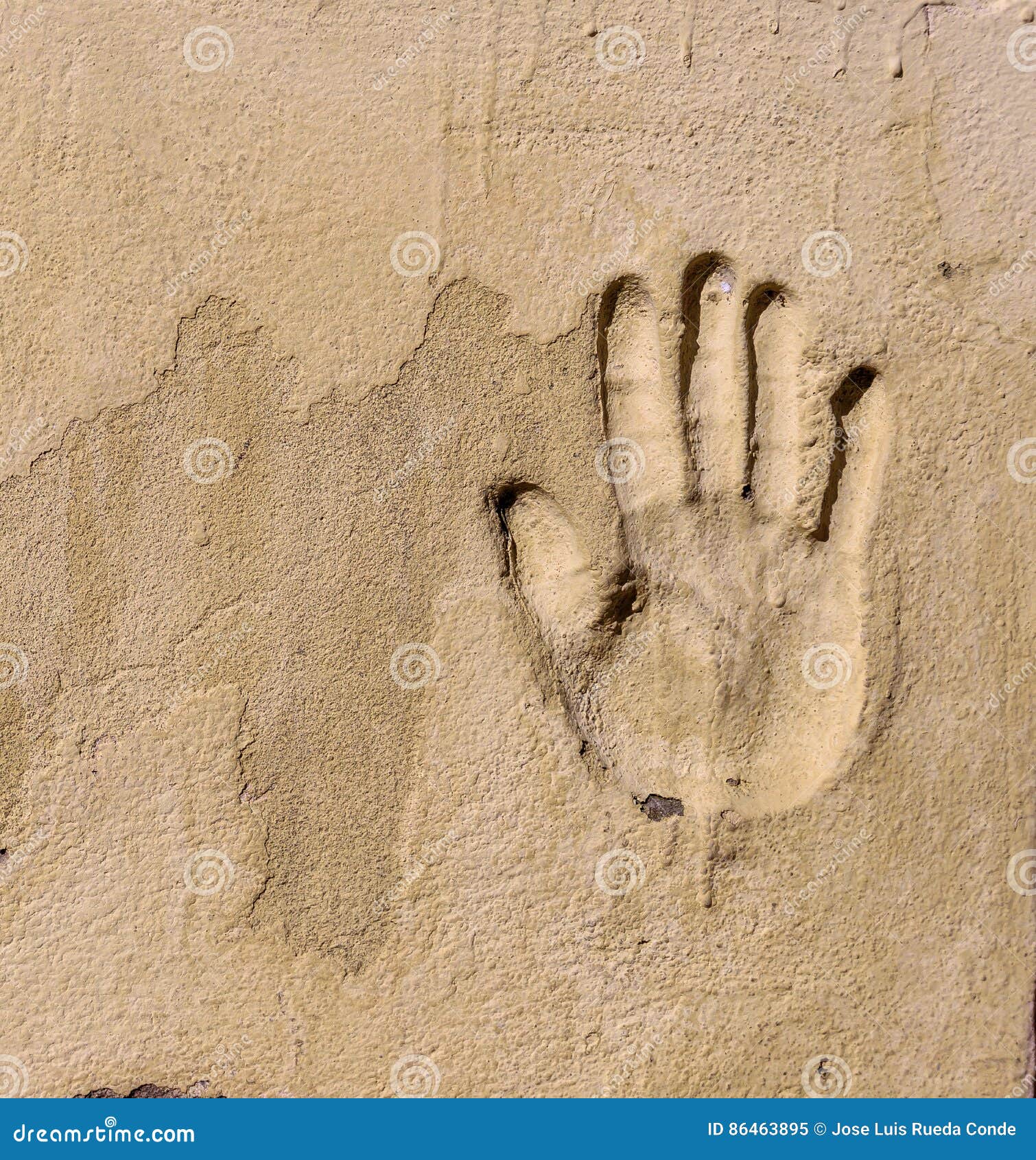 One handprint on a wall stock image. Image of sign, background - 86463895