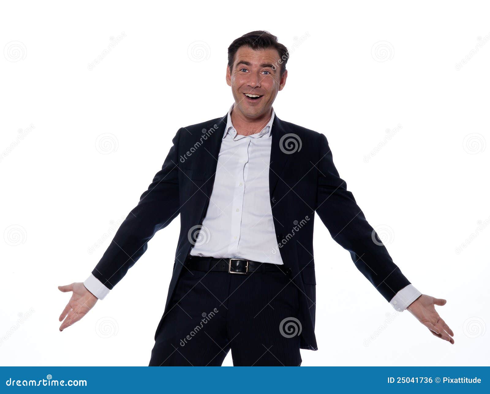 One Happy Joyful Caucasian Friendly Man Welcoming Stock Photo - Image ...