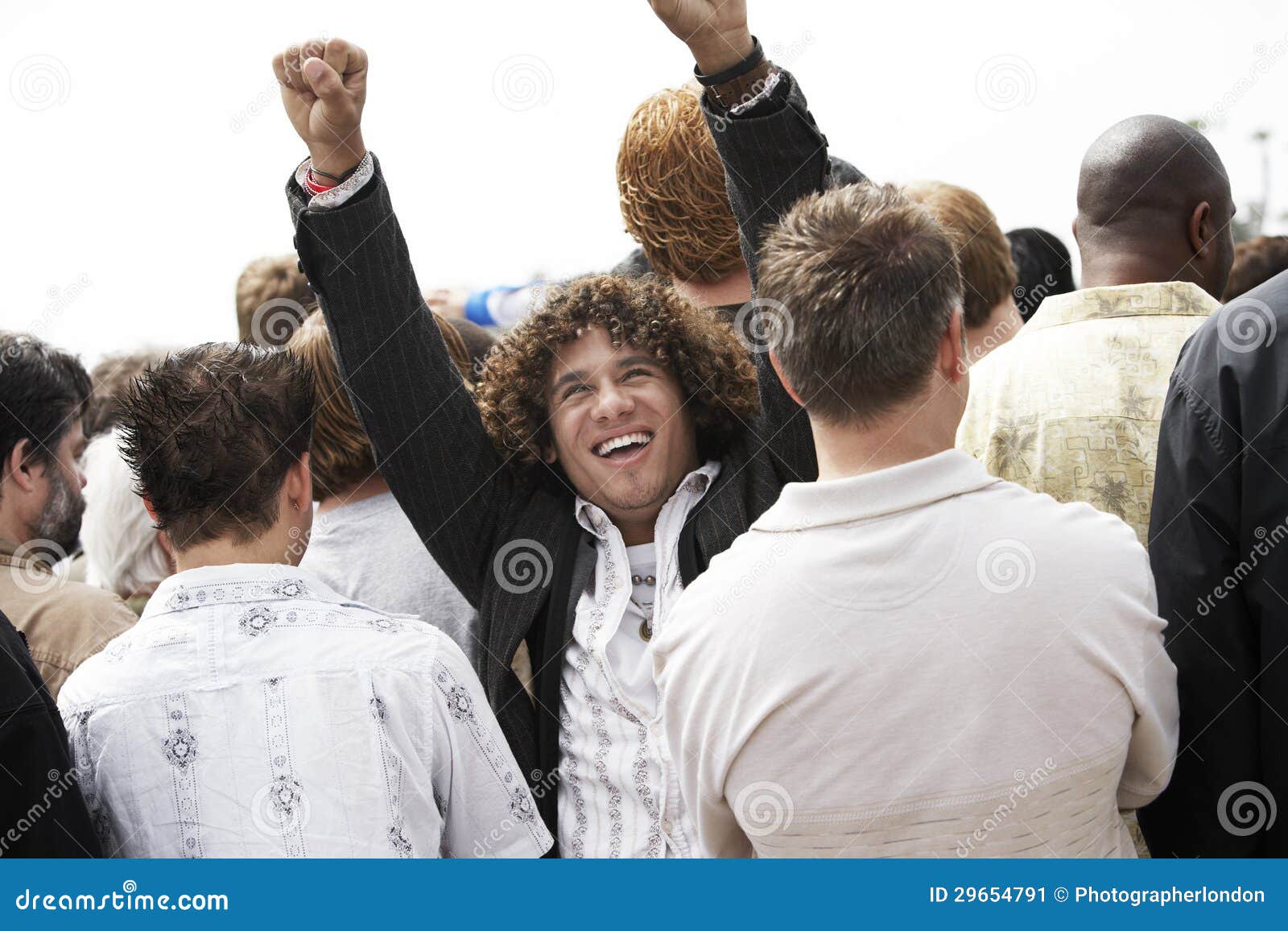 One Happy Man Raising Hands Stock Image - Image of person, african ...