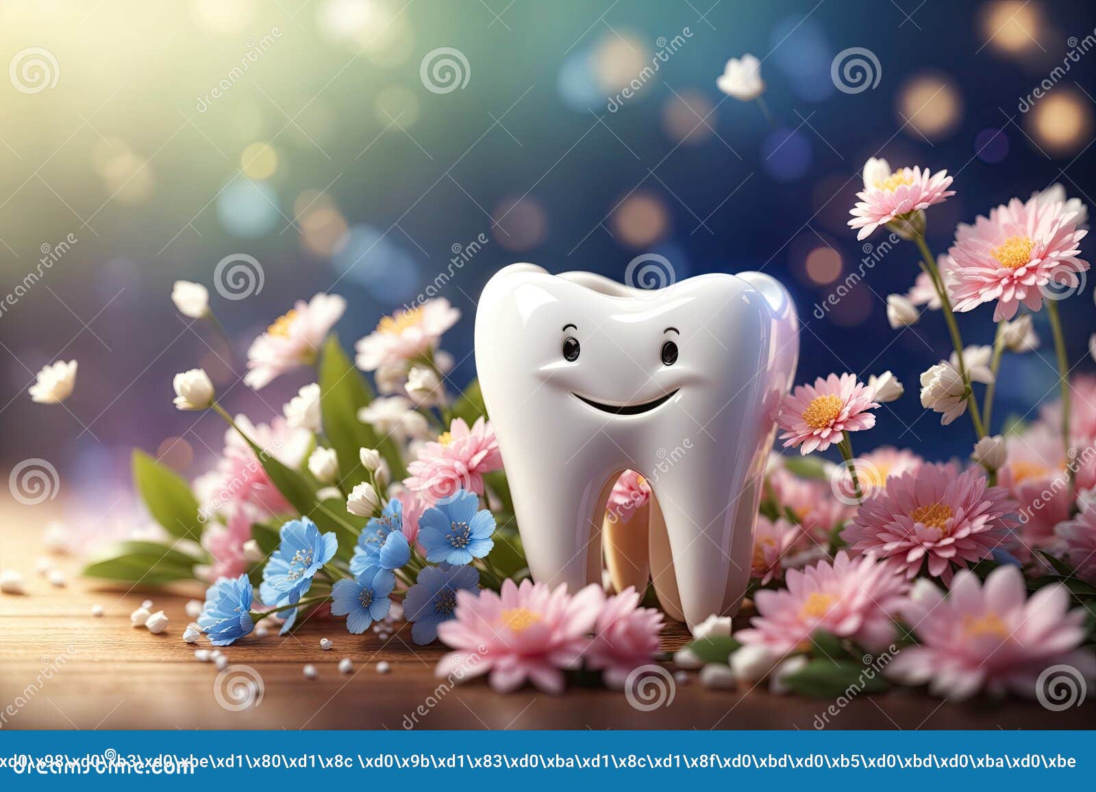 One Healthy Tooth with Flowers. Ai Generative Stock Photo - Image of ...