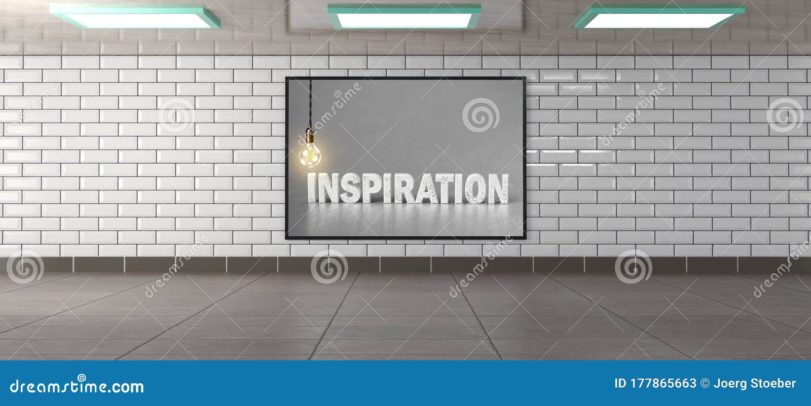One Horizontal Billboard Frame with Inspirational Poster - 3D Rendered ...