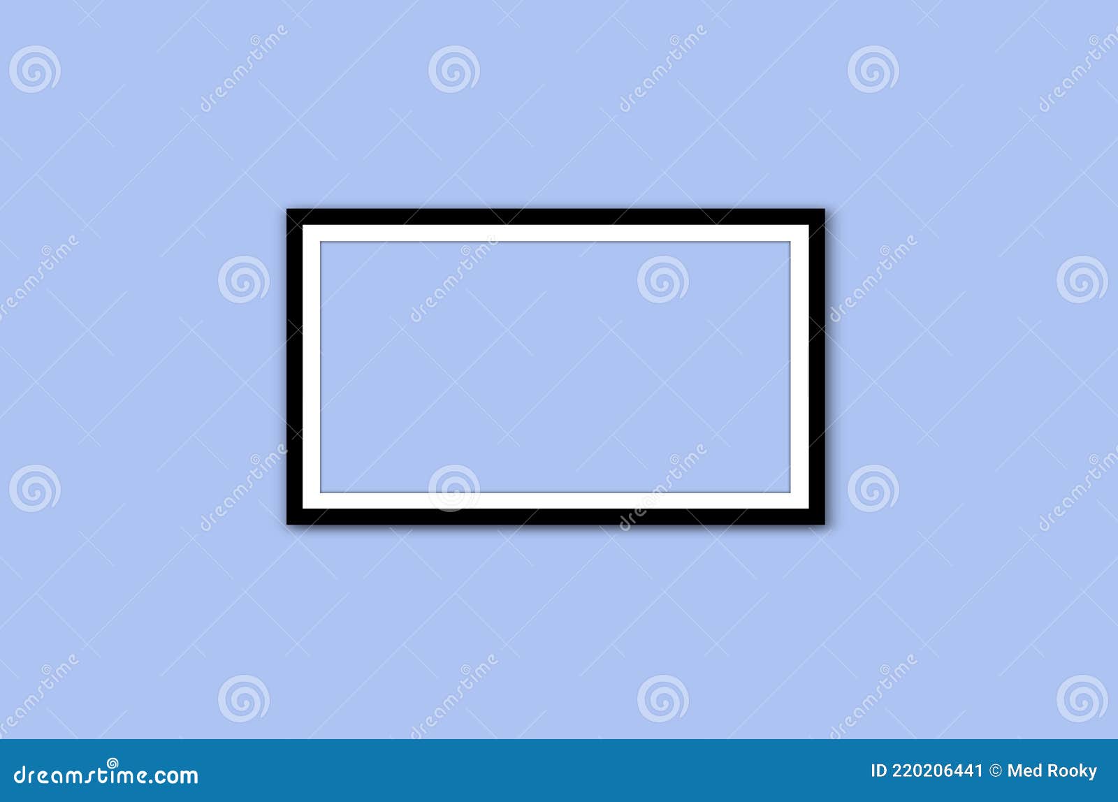 One Horizontal Rectangular Picture Frame Blue Blank with Black Borders ...