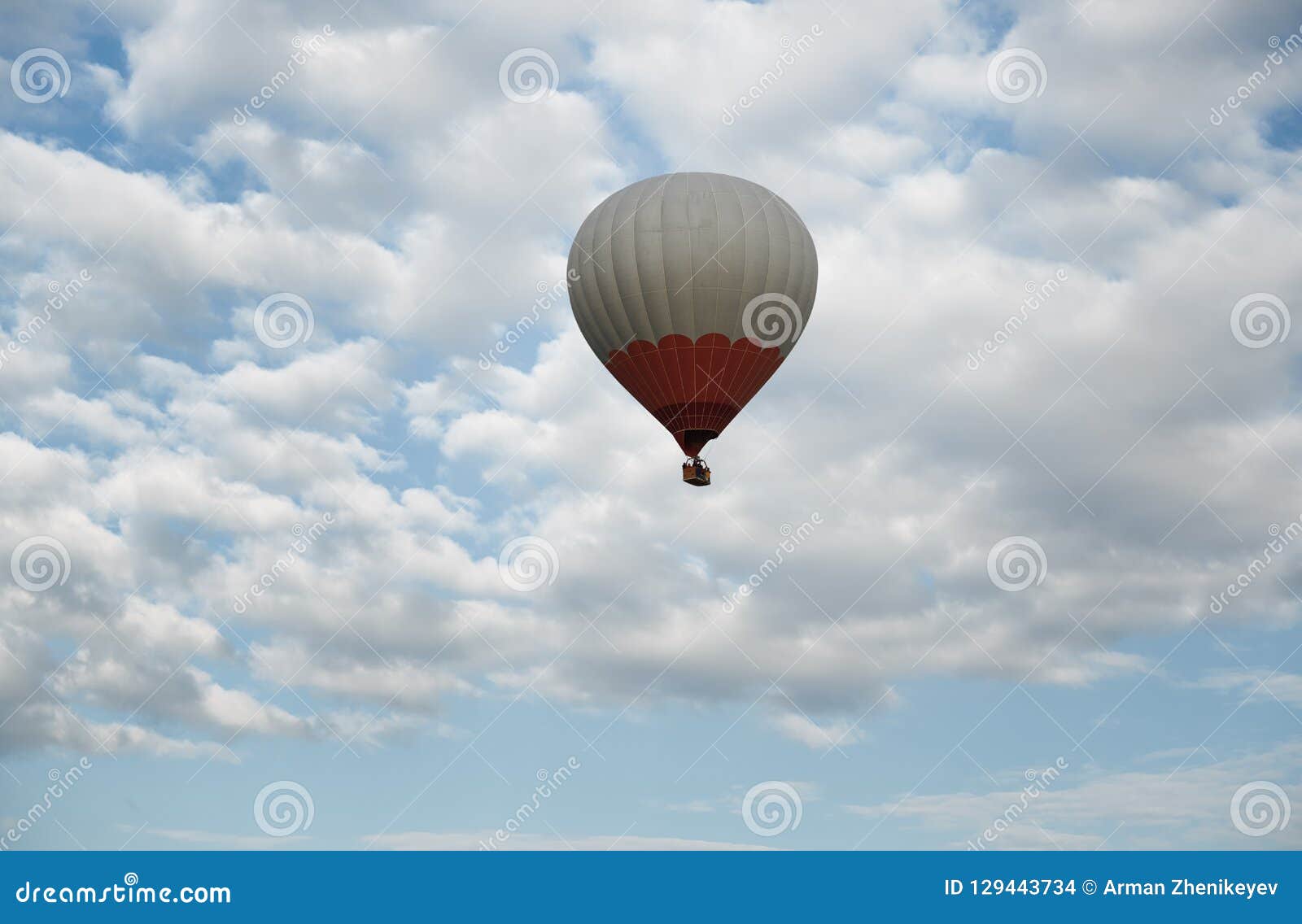 One Hot Air Balloon Flying in the Sky Stock Photo - Image of activity ...