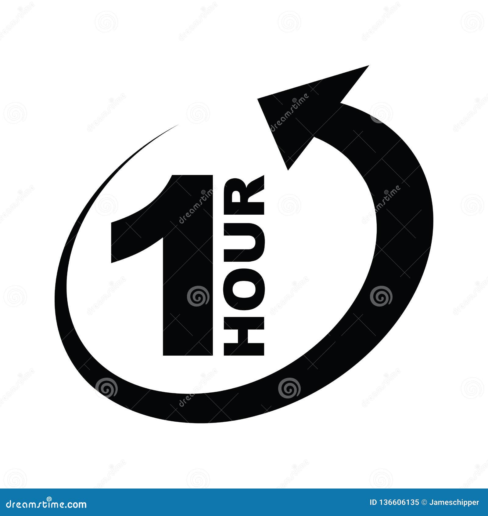 One hour arrow icon stock vector. Illustration of assistance - 136606135