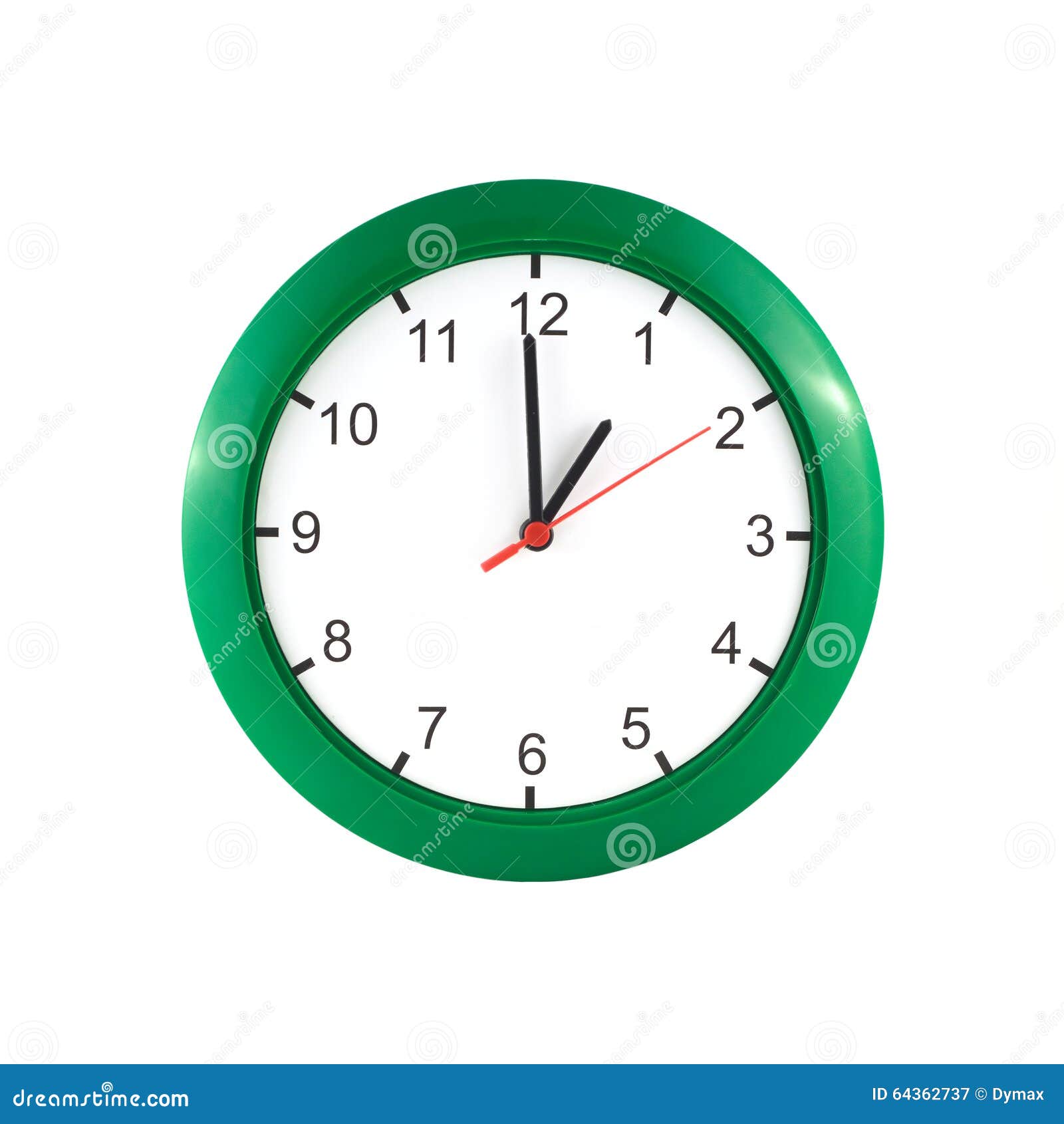 One Hour on Green Wall Clock Stock Image - Image of shot, minute: 64362737