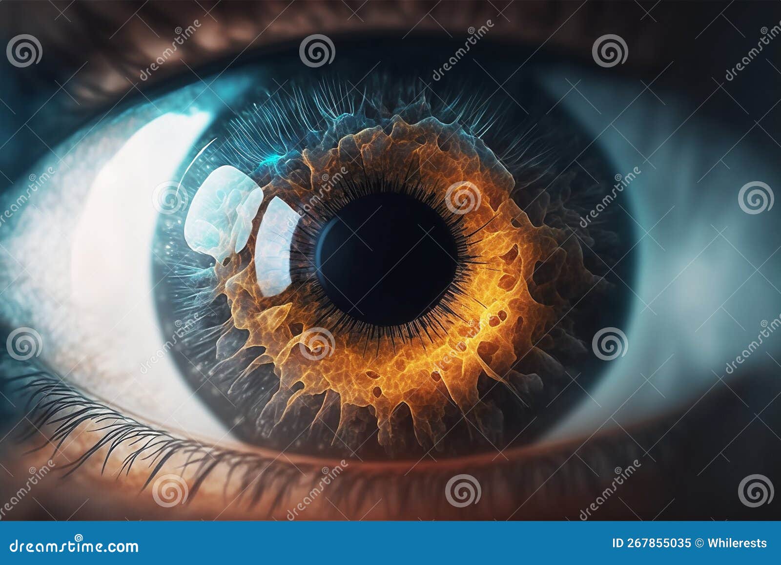 One Human Macro Eye Front View Closeup with Eyeball, Eyelash and Iris ...