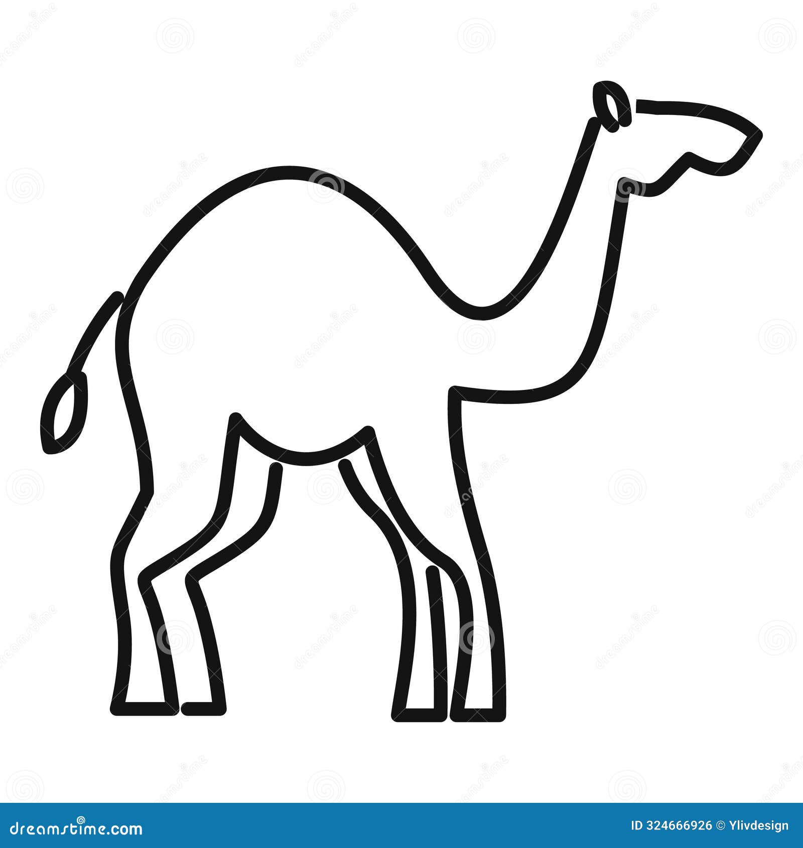 One Humped Camel Standing Side View Line Icon Vector Illustration ...