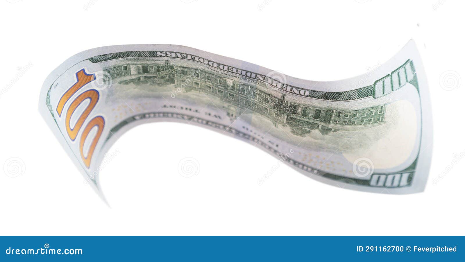 One Hundred Dollar Bill Falling or Floating on Empty Background Stock ...