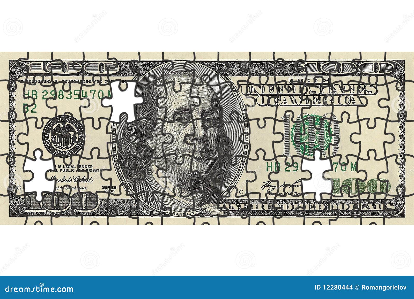 One Hundred Dollar Bill Puzzle Royalty-Free Stock Image | CartoonDealer ...
