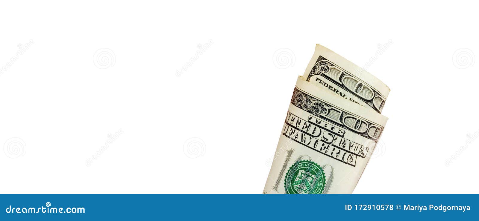 One Hundred Dollar Bill Roll Isolated on White Stock Photo - Image of ...