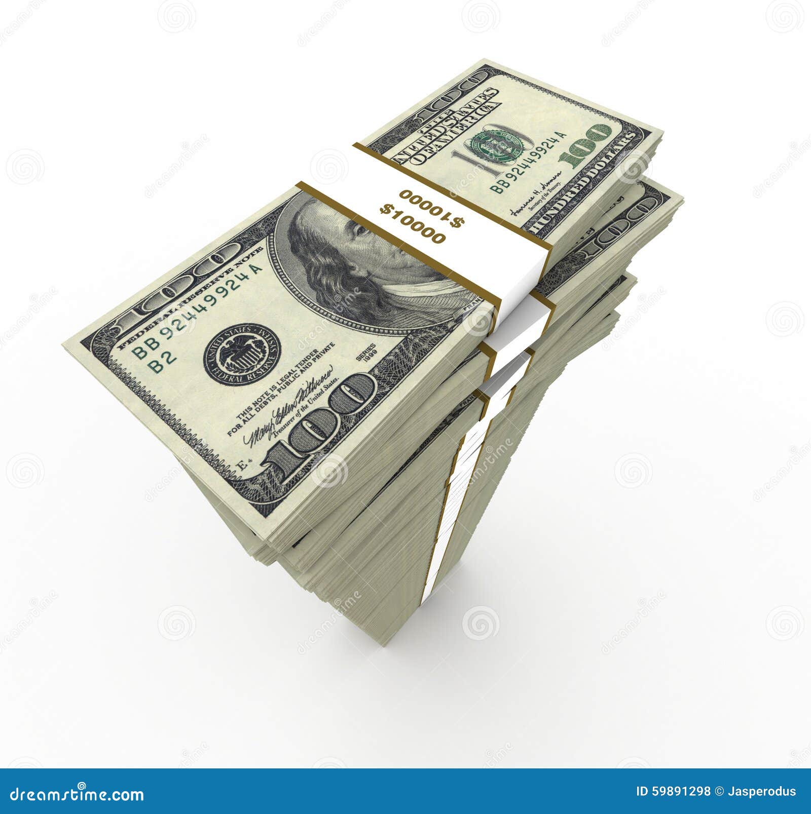 One Hundred Dollar Stack stock illustration. Illustration of bank ...