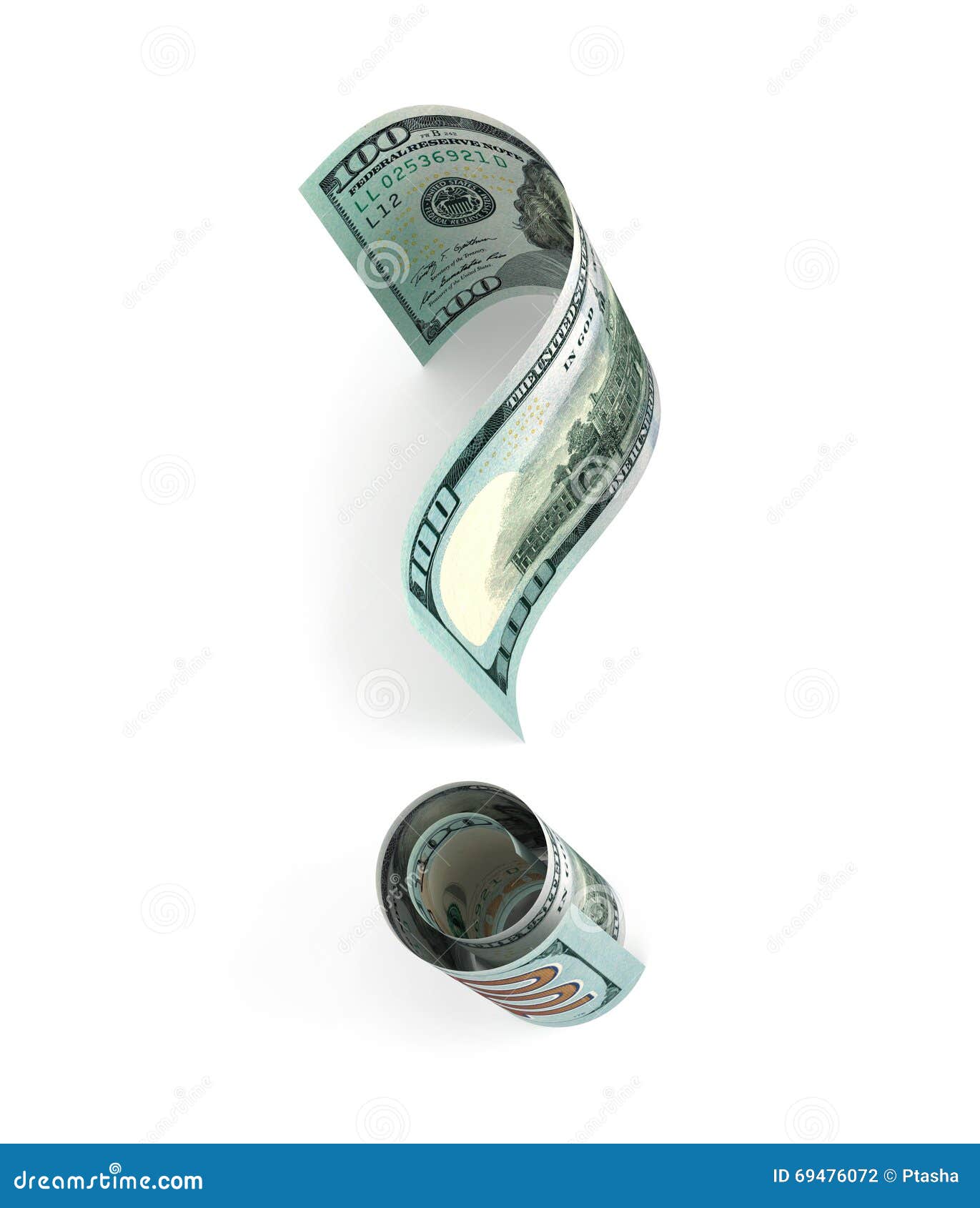 One Hundred Dollars Banknote in Form of a Question Mark Stock ...