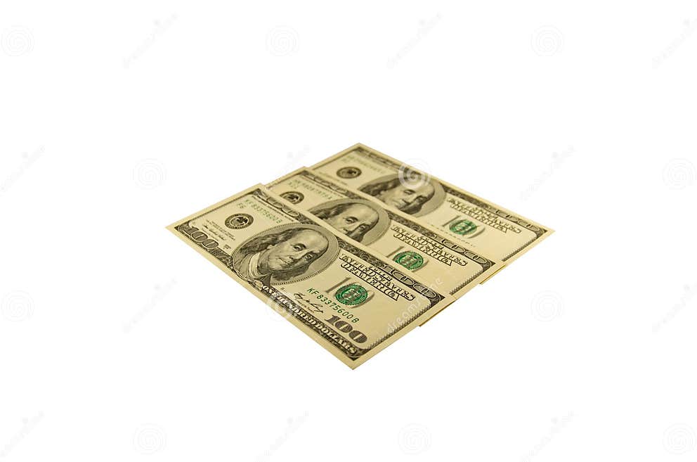One Hundred Dollars Banknotes Isolated on White Stock Photo - Image of ...