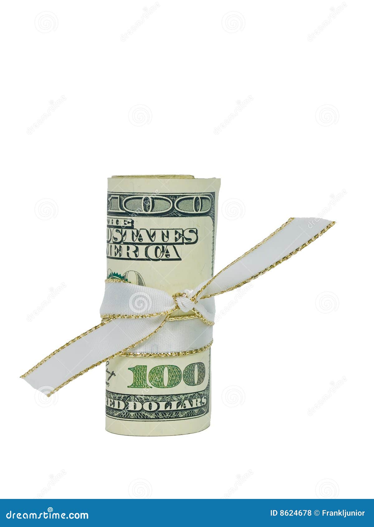One Hundred Dollars Cash Rolled with a Ribbon Stock Photo - Image of ...