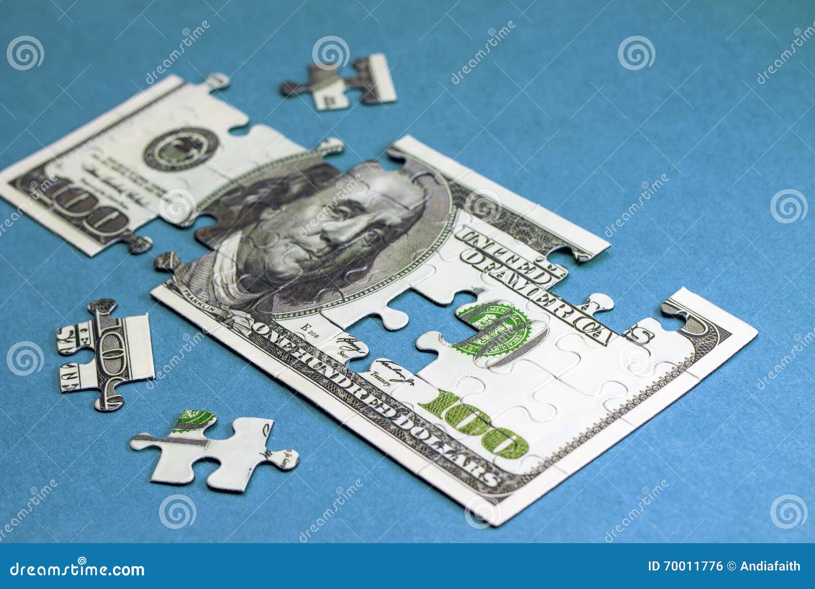 One Hundred Dollars in Form of Puzzle. Concept Stock Photo - Image of ...