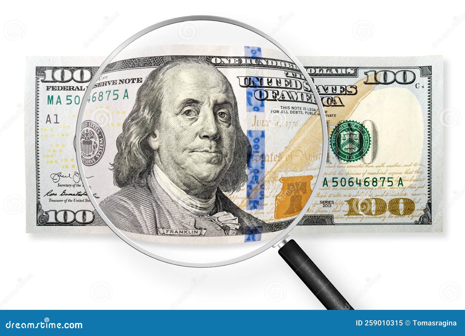 One Hundred Dollars Note on a White Background Stock Image - Image of ...
