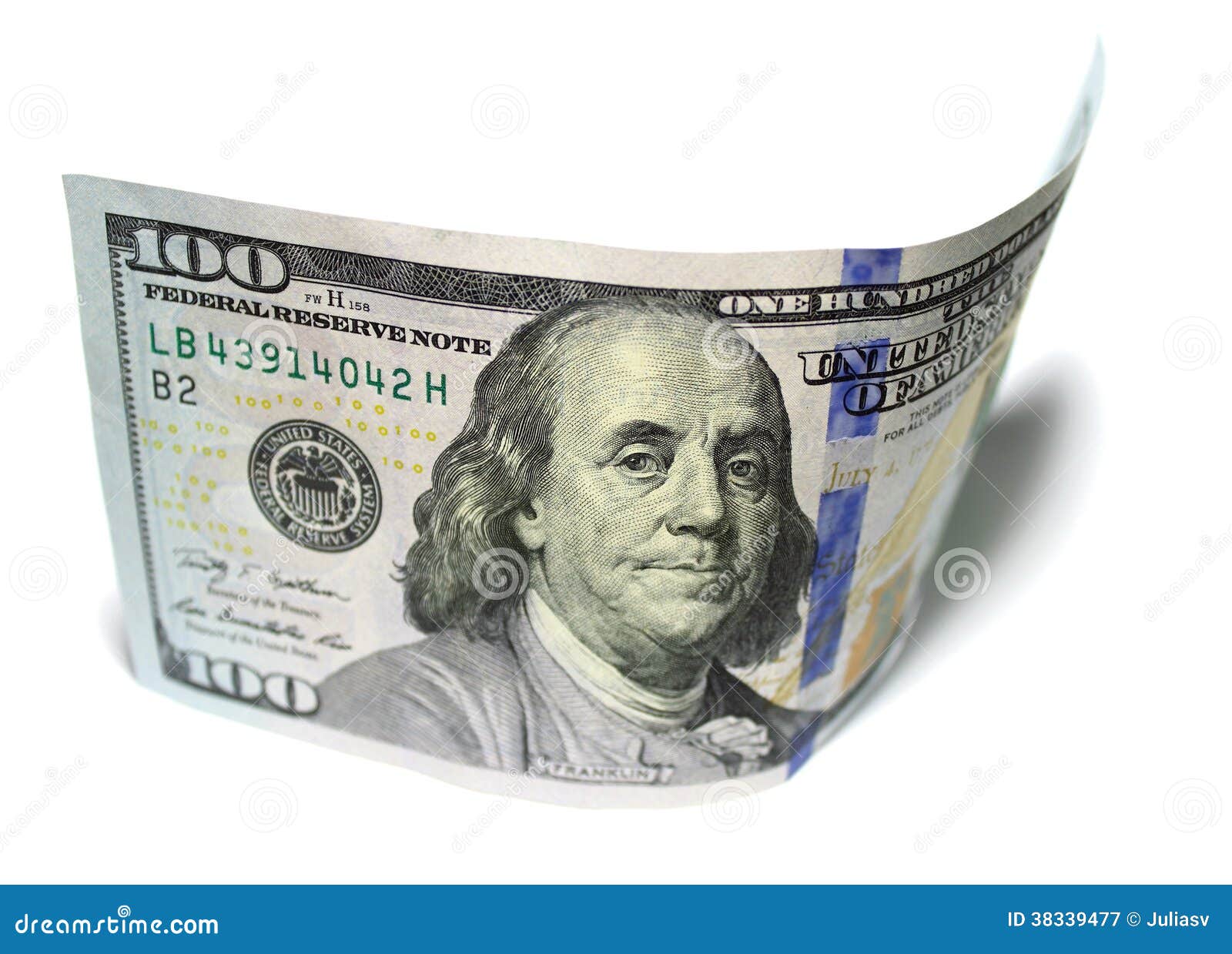 One Hundred Dollars And One Dollar Closeup On White Background Stock ...