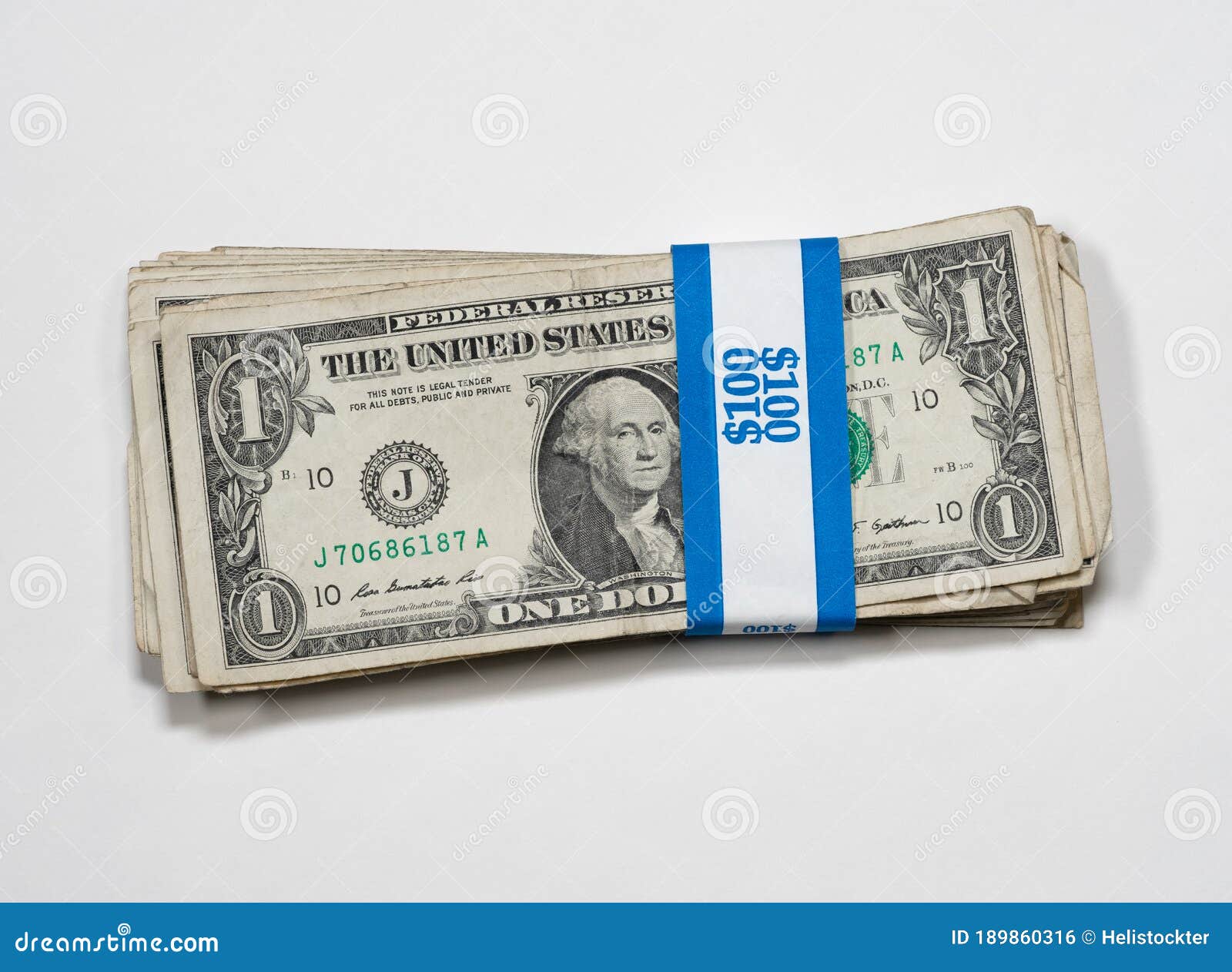 One Hundred Dollars Bundle in Single Bills Stock Photo - Image of ...