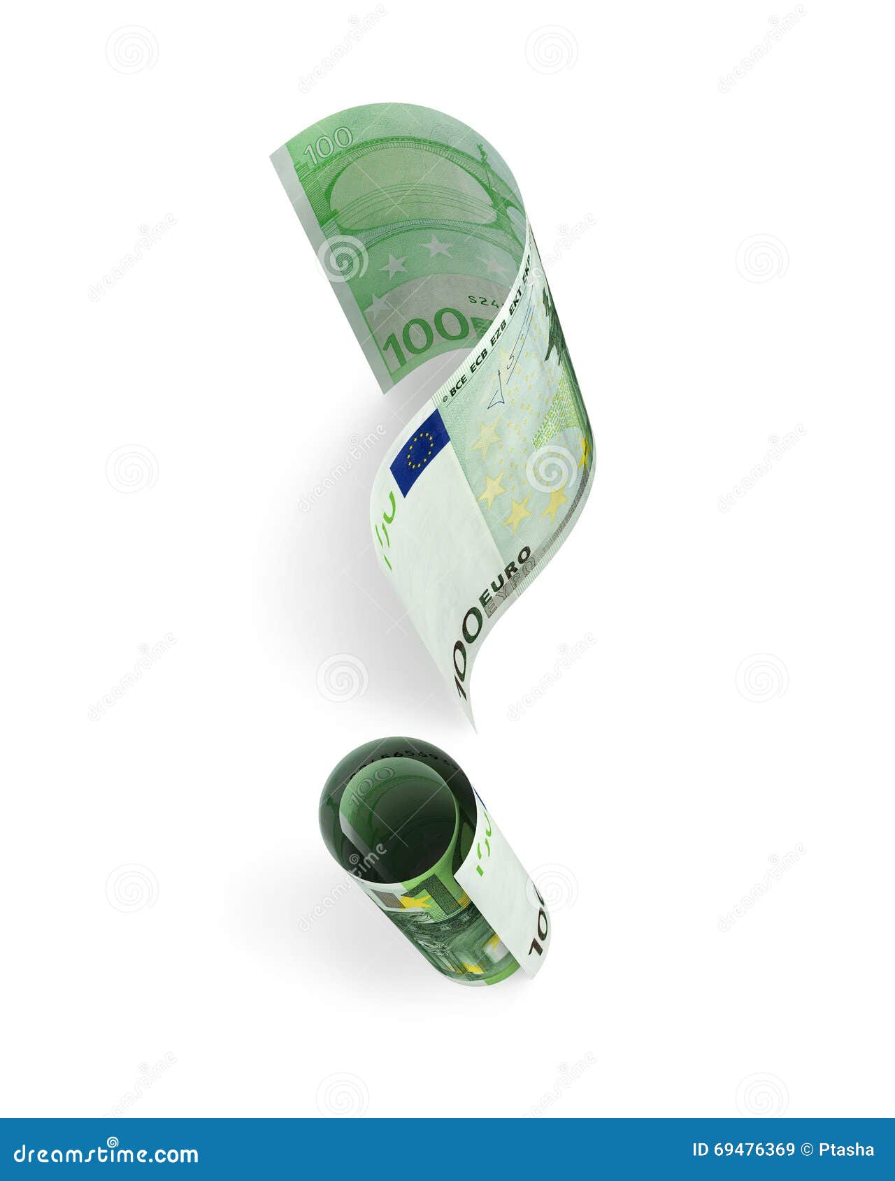 One Hundred Euro Banknote in Form of a Question Mark Stock Illustration ...