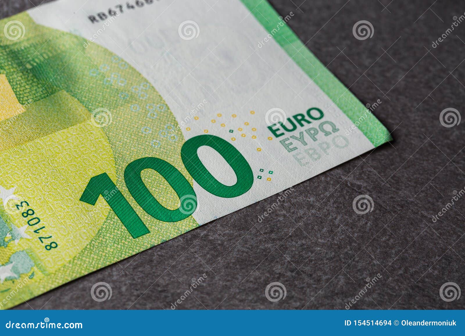 One Hundred Euro Banknote on a Grey Background. Isolated Stock Photo ...