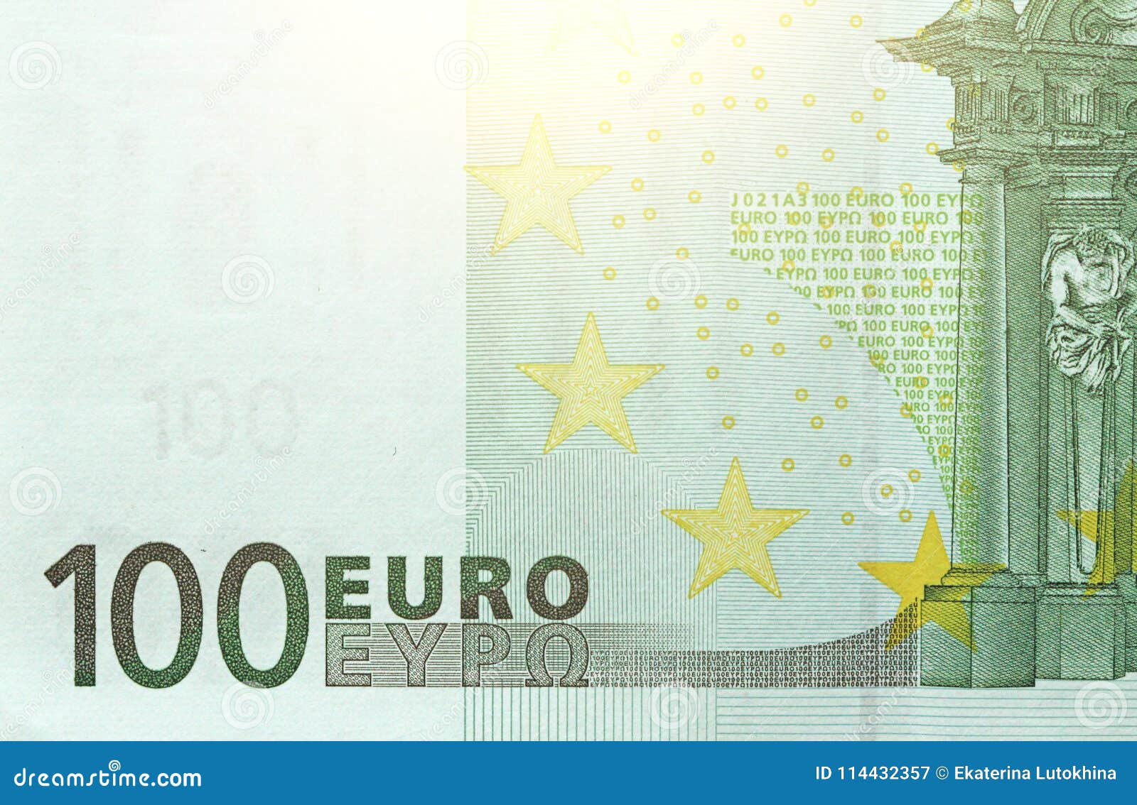 One Hundred Euro with One Note. 100 Euro Stock Image - Image of bank ...