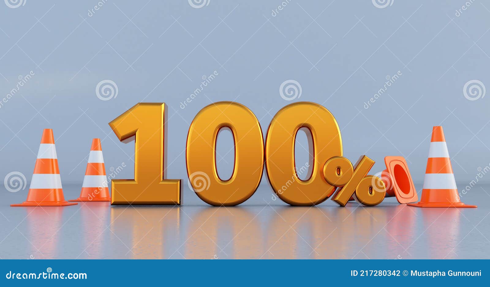 One Hundred Percent 100 Number with Traffic Cones Stock Illustration ...