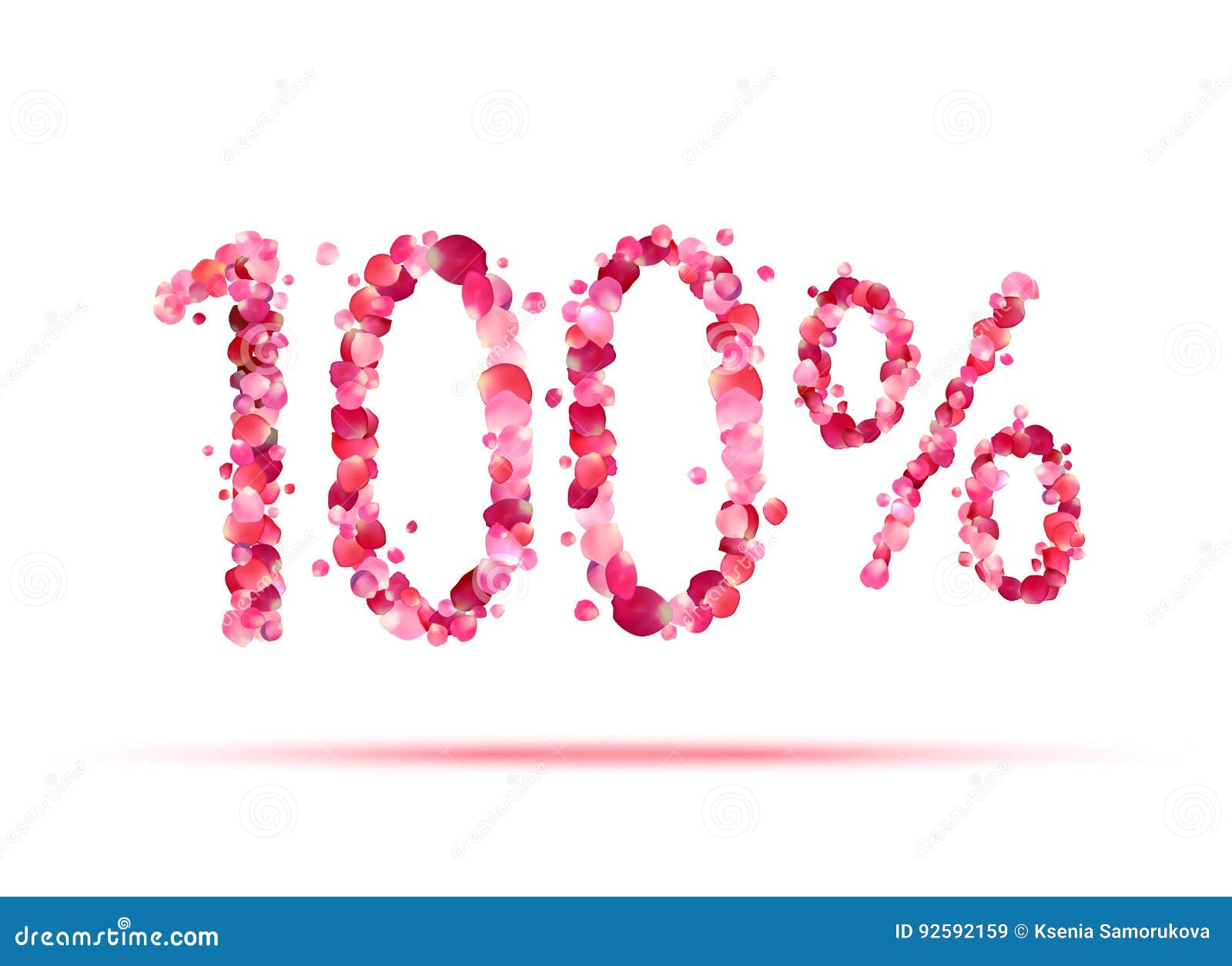 100 One Hundred Percent. Pink Rose Petals Stock Vector - Illustration ...