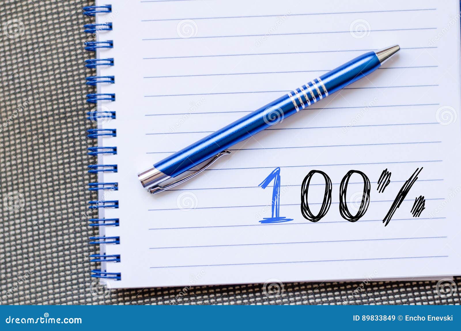 One Hundred Percent Symbol on Notebook Stock Image - Image of marketing ...