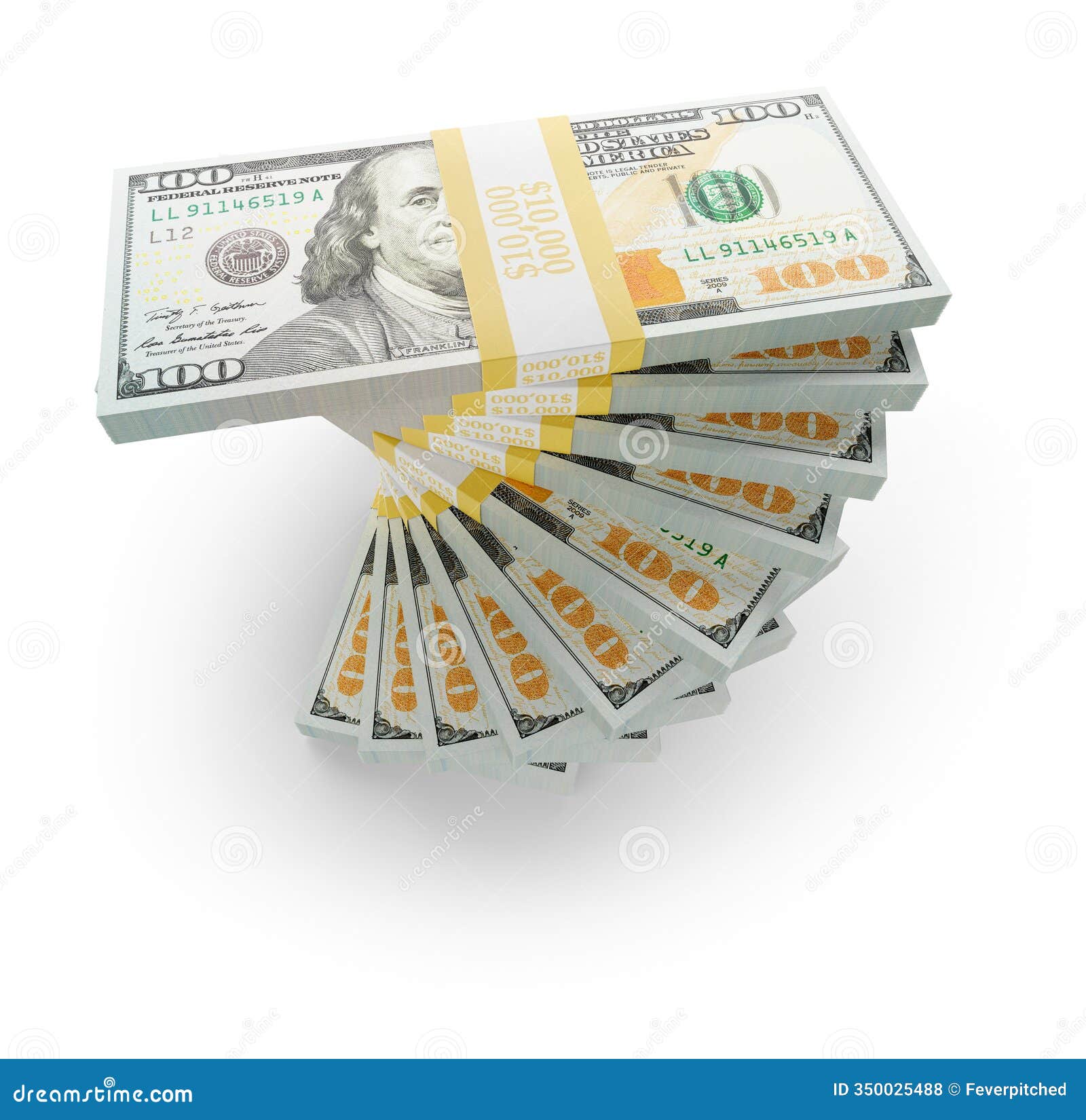 Overhead Of One Hundred Thousand Dollars Spiralling Stacks Of One ...