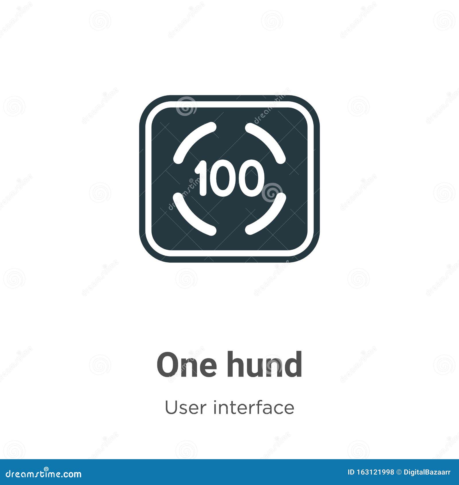 One Hundred Vector Icon On White Background. Flat Vector One Hundred ...
