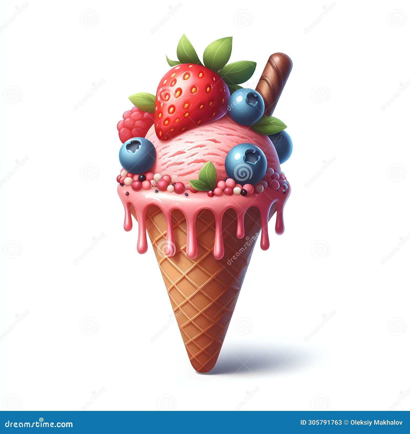 One Ice Cream Flavour Isolated on White Background Stock Illustration ...