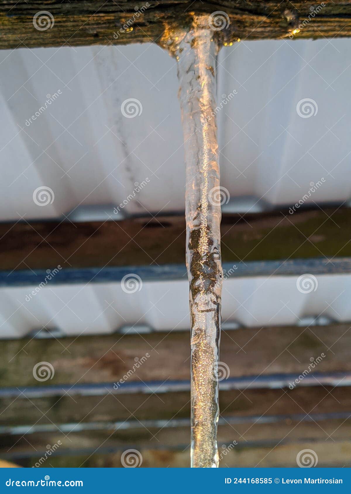 One Icicle in Which the Light and Rays of the Sun are Reflected. Stock ...