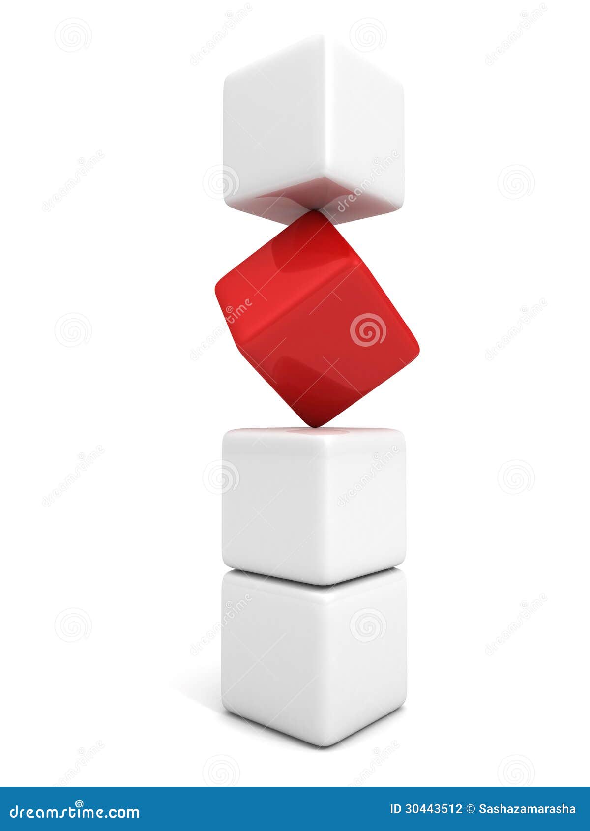 One Individuality Red Cube in White Stack Tower Stock Illustration ...