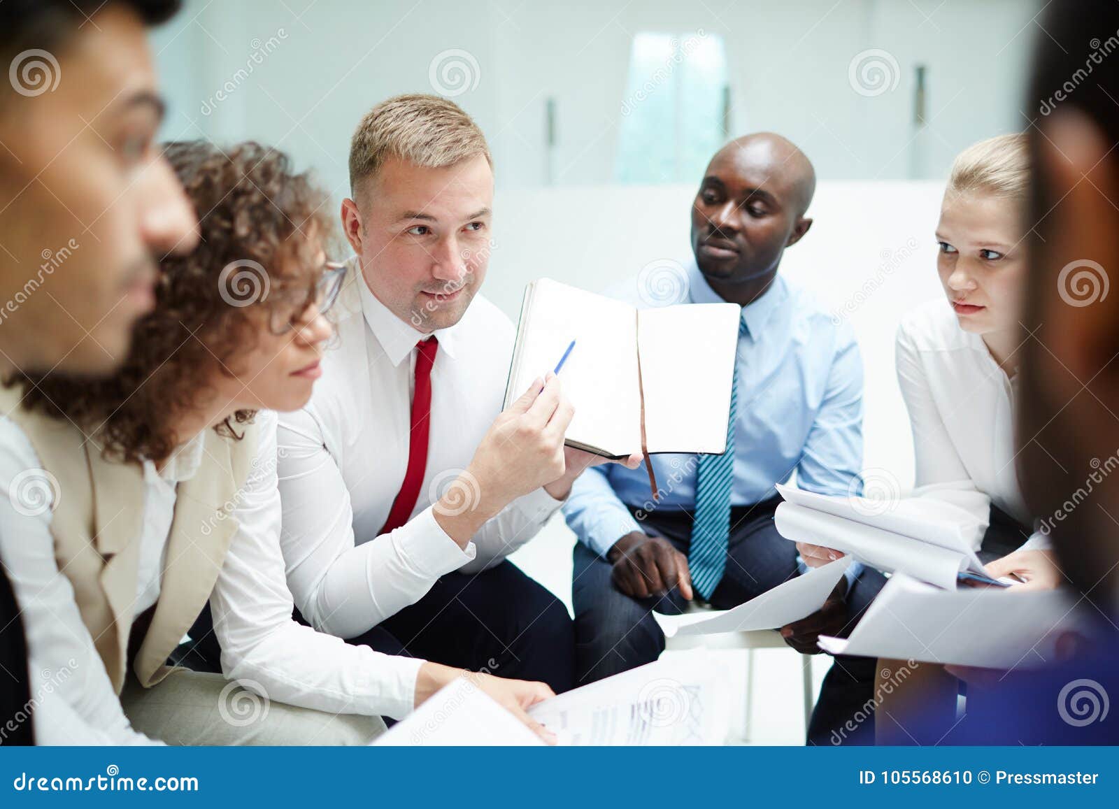 Explaining business plan stock photo. Image of showing - 105568610
